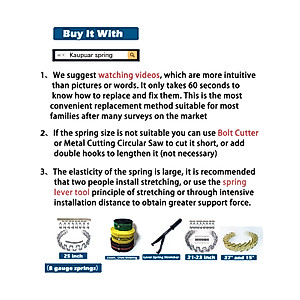 Kaupuar 21" Sofa Upholstery Spring Replacement Kit for Repair Couch Recliner Parts Chair fix Sagging seat