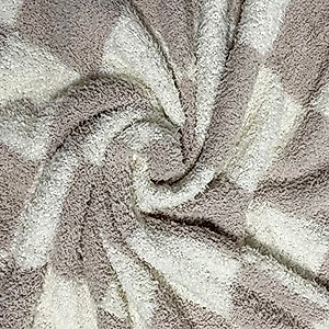 Fuzzy Checkered Blanket Checkerboard Fluffy Throw Blanket Decorative Plaid Blanket - Super Soft Warm Cozy Reversible Blanket for Chair, Sofa, Couch, Bed, Camping, Travel (51''x63'', Brown)