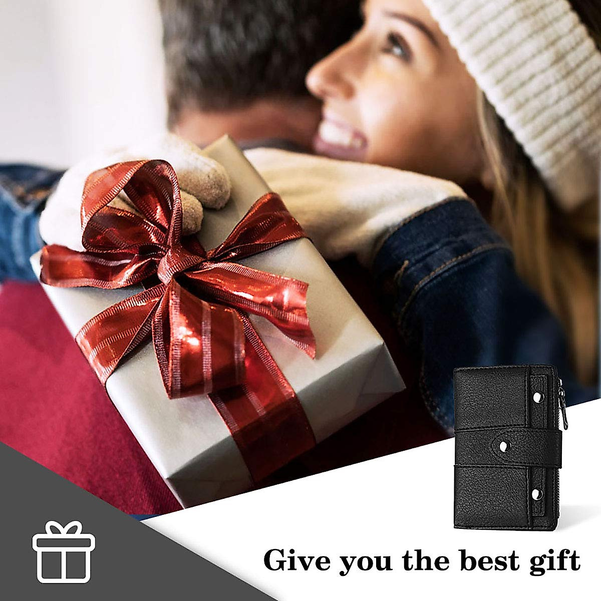 Reocahoo Small Wallets for Women Small Bifold Wallet with Coin Pocket Card Holder Wallet with ID Window Black