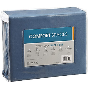 Comfort Spaces Queen Cooling Sheets, Moisture Wicking Coolmax Sheets, Soft, Colorfast Sheet Set, Cooling Bed Sheets For Hot Sleepers, Elastic Deep Pocket Fits Up to 16" Mattress, Queen Teal 4 Piece