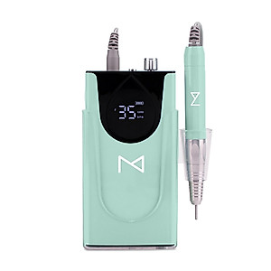 M Max - Professional Nail Drill Machine - 2-in-1 Brushless Motor Nail File - Electric, Cordless, Aluminium Alloy Casing, 35000 RPM, HD Display - Perfect for Salon & Home Use (Mermaid)