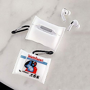 ICI-Rencontrer 3D Cute Fun Rabbit Pattern Candy Design Airpods Pro Case Creative Sweet Wireless Charging Headset Accessories Soft Silicone Anti-scratch Protector With Hook