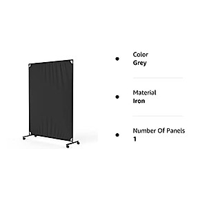 Steel-AID 50-inch Rolling Privacy Room Divider - Freestanding Office Wall Partition with Non See-Through Blackout Screen - Sturdy & Durable Iron Frame - Rolling Wheels - Black, White, Gray & Blue