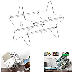 Vinyl Record Storage Stand, Acrylic Vinyl Record Storage Holder, Clear CD Organizer Holder for Single and Gatefold Albums