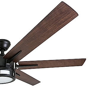 Honeywell Ceiling Fans Kaliza, 56 Inch Indoor Modern LED Ceiling Fan with Light and Remote Control, Dual Mounting Options, 6 Blades with Dual Finish, Reversible Motor - 51036-01 - (Bronze)