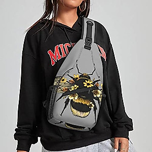 FeHuew Women Cute Fluffy Bee Crossbody Sling Backpack for Men Chest Bag Shoulder Bag Lightweight One Strap Backpack Travel Outdoor Daypack
