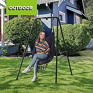 Taleco Gear Swing Stand, Hammock Chair Stand Max Load 330lbs, Heavy Duty Hammock Stand,Outdoor or Indoor Hanging Chair Stand only,Hammock Chair not Include(Black)