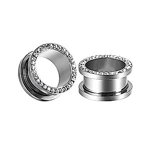 KUNIU 12PCS CZ Gems Ear Tunnels ear Plugs ear Gauges Seashell Floral Screws Stretcher ear Expander Set Piercing Jewelry 2g-3/4