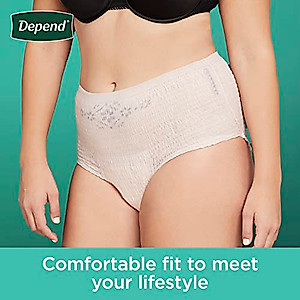 Depend Fresh Protection Adult Incontinence Underwear for Women (Formerly Depend Fit-Flex), Disposable, Maximum, Extra-Extra-Large, Blush, 44 Count, Packaging May Vary