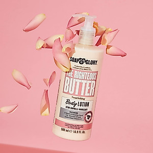 Soap & Glory Original Pink The Righteous Butter Moisturizing Body Lotion Pump - Shea Butter, Vitamin E & Aloe Vera Body Moisturizer - Rose & Bergamot Scented Lotion (500ml)