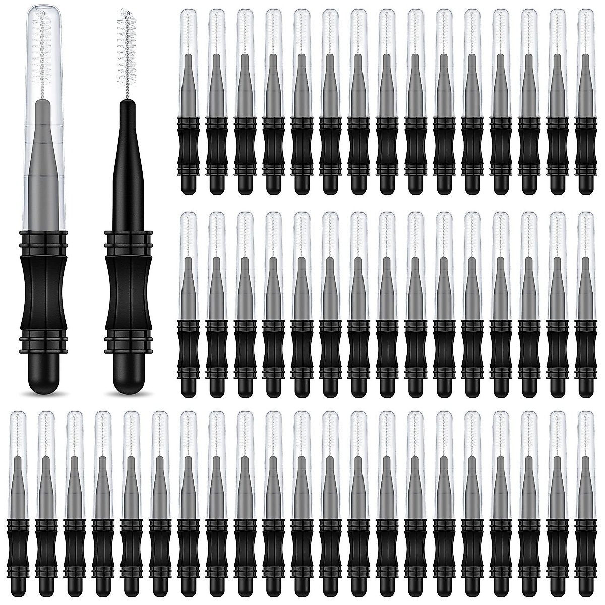 100 Pcs Micro Eyebrow Brush with Cap Brow Lamination Brush Eyelash Brow Brush Lash Filler Eyebrow Lash Lift Tools for Eyebrows and Eyelashes Extensions (Black)