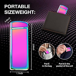 LcFun Electric Lighter Plasma Dual Arc Lighter, Windproof USB Rechargeable Lighter, Flameless Cool Lighters with LED Battery Indication for Candles, Incense Stick, Outdoor Camping (Magic)