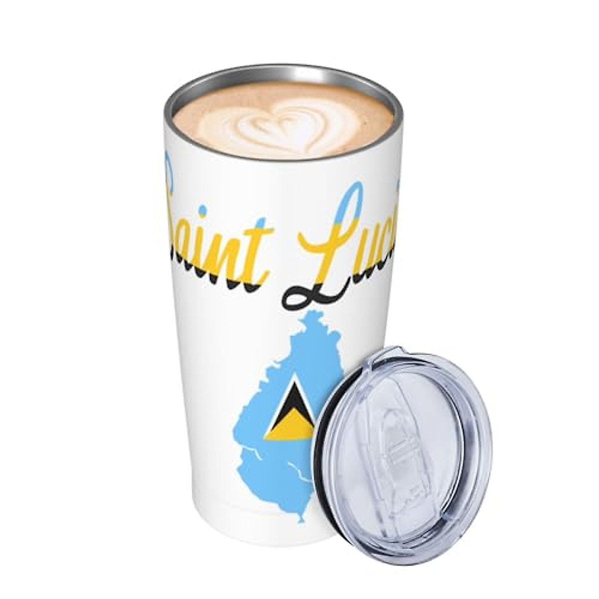 VKKOEWL Saint Lucian Lucia Island Caribbean Stainless Steel Insulated Tumbler 20 Oz Travel Water Bottle Coffee Mug Drink Cup With Lid Straw