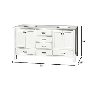 Kitchen Bath Collection Horizon 72-inch Double Bathroom Vanity (Engineered White/White): Includes White Cabinet with Engineered White Countertop and White Ceramic Sinks