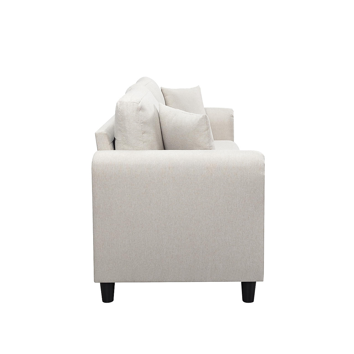 KoiHome Loveseat 81.5" 2 Pillows and Rolled Arm, 2 Upholstered Linen Fabric Couch Lounge Furniture, Deep Seated Comfy Sofa for Living Room, Bedroom, Apartment, Office, Beige