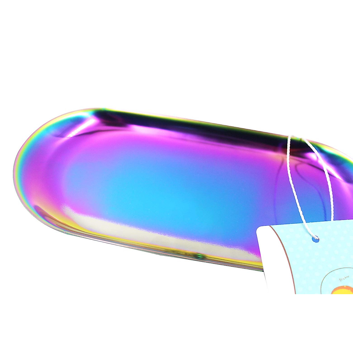 Stainless Steel Towel Tray Storage Tray Dish Plate Tea Tray Fruit Trays Cosmetics Jewelry Organizer Oval Tray （Rainbow）