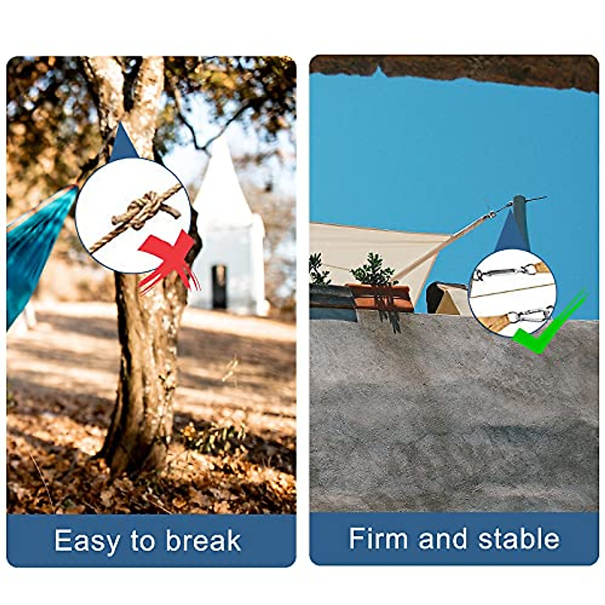 BLADOPIA Sun Shade Sail Hardware Kit, 6 inch Heavy Duty Stainless Steel Outdoor Triangle Sunshade Installation Set, UV Block Canopy Awning Wall Mounting Anchor and Turn Buckles for Patio, Garden