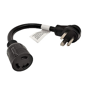 Parkworld 691821 Adapter Cord Welder 50 Amp 6-50P Male right angle to 30 Amp L6-30R Locking Connector Female (1FT)