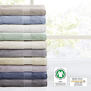 Madison Park Organic 100% Cotton Bathroom Towel Set, Hotel & Spa Quality Highly Absorbent, Quick Dry, Include for Shower, Handwash & Facial Washcloth, Multi-Sizes, Ivory