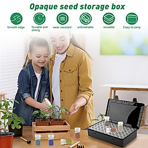 TLPCRKI 60 Slots Seed Storage Box, Opaque Light Proof Seed Organizer Storage Organizer with 3 Sheet Label Stickers, Seed Container for Flower Vegetable Plants Garden