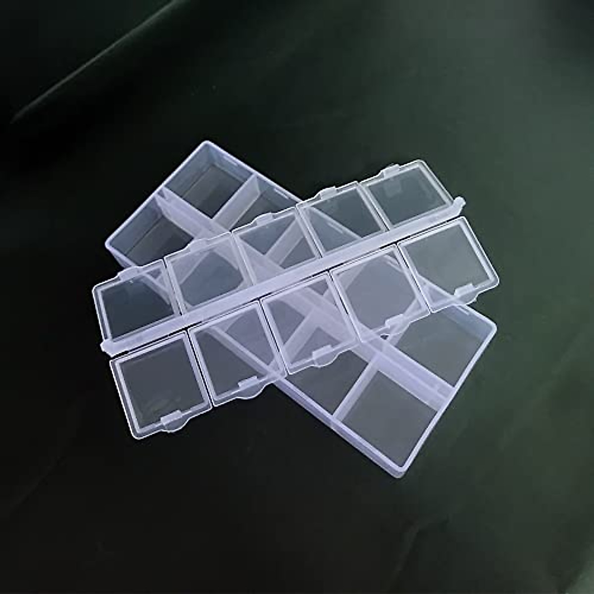 ZAYOIZY 3pack Plastic Jewelry Organizer Box with Dividers Clear Bead Storage Case Container 10-Grid Little Single Lid for Organizing Earring/Rings/Crafts/Hardware/Rubber Bands, 5.2'' x 2.3'' 0.78''