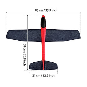 HAWK'S WORK 2 Pcs Foam Glider, 33.8" Super Large Airplane Toy Hand Throwing Plane, Outdoor Play & STEM & RC Conversion for Kids & All Age