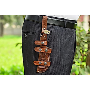 ALZAFASH Horizontal Carry Knife, Tracker Knife with Sheath, Hunting Knife with 1095 Carbon Steel Blade, Camping Knife, Hiking Knife