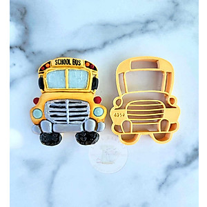 TEACHER COOKIE CUTTERS Education Themed Apple Coffee Latte Mocha Open Textbook Book And School Bus Cookie Cutters For First Day Of School Hundredth Day Teacher Aide Appreciation (4 Pack)