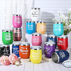 Thank You Gifts Coworker Leaving Farewell Appreciation Gifts with 12 oz Thank You for Being Awesome Wine Tumbler and Difference Keychains Gifts for Father Colleague Teacher Friends (Trendy, 32 Pcs)