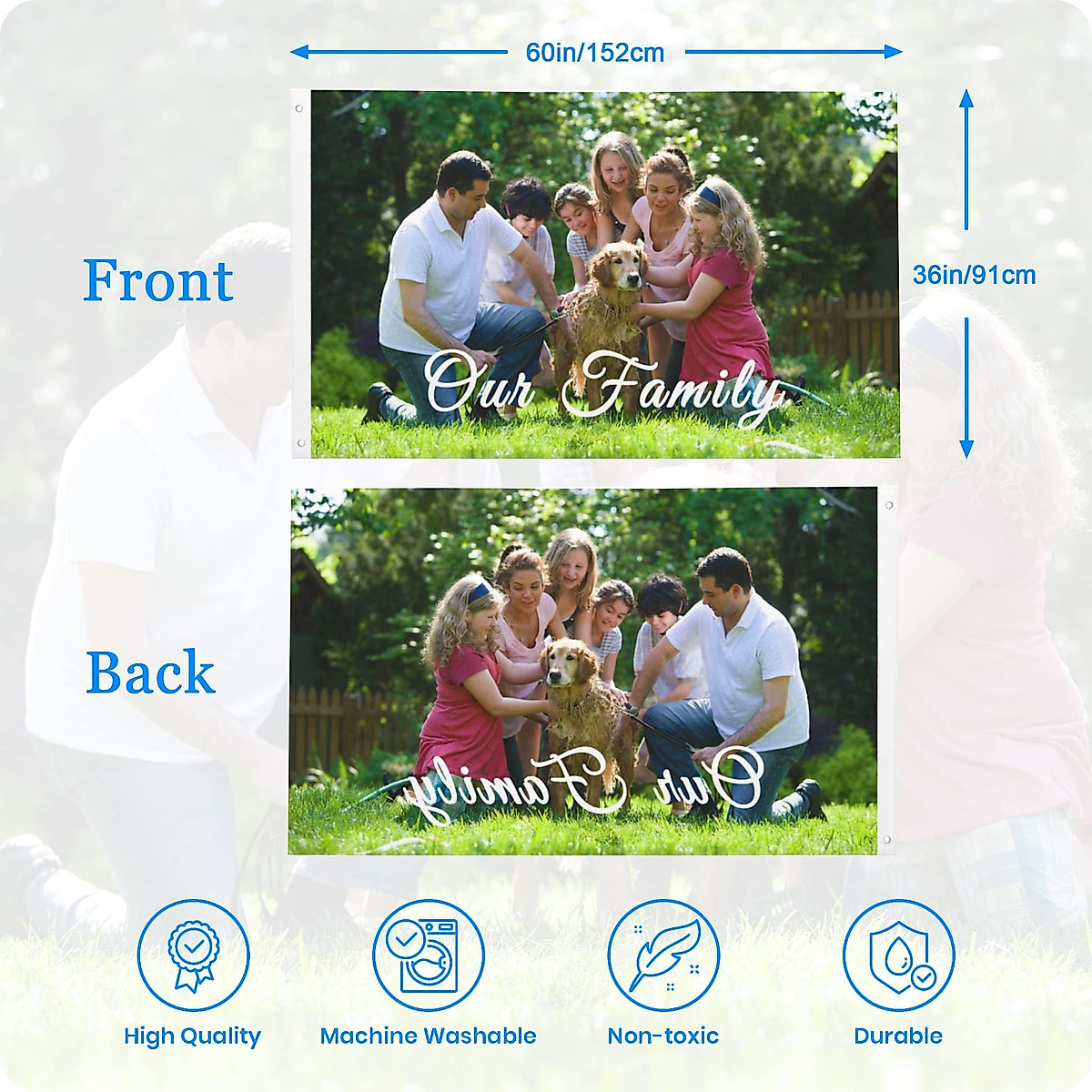 Custom Flag 3x5 FT Personalized Flags Banners Create Your Own Flag with Photo Text Logo Customizable Double-sided Flag with Vivid Color and Double Stitched for Room Outdoor Garden