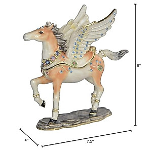 MIXDOM Flying Horse Trinket Box Jewelry Box Hand Painted Decorative Box with Hinged Lid Ring Earring Holder AnimalFigurine Collectible