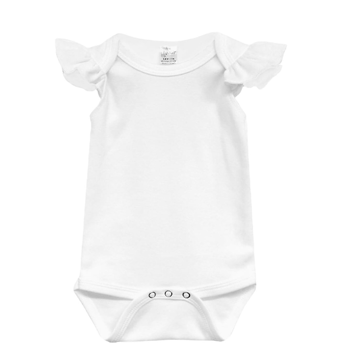 Laughing Giraffe Baby Girl Blank Flutter Short Sleeve One Piece Bodysuit White (12-18 Months)