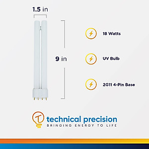 Technical Precision Insect Light Trap Indoor 18W UV Light Bulb Replacement for Luralite Cento Plus - 2G11 Base Insect Killer Bug Zapper Light Bulb - 1 Pack