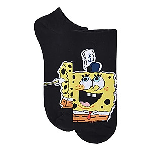 SpongeBob SquarePants Women's Krusty Krab Burger No Show Socks, Black, 9-11