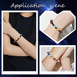 SUNNYCLUE 1 Box 300+Pcs DIY 10 Sets Solar System Bracelets Kit Universe Galaxy The Nine Guardian Planets Beading Bracelet Necklace Tiger Eye Bead Natural Gemstone Beads for Jewelry Making Kits Craft