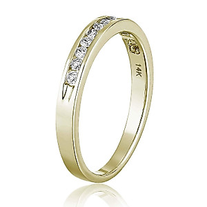 Vir Jewels 1/4 carat (ctw) Diamond Wedding Anniversary Band for Women, Half Eternity Round Diamond Engagement Ring 14K Yellow Gold Channel Set 0.25 cttw, Size 6