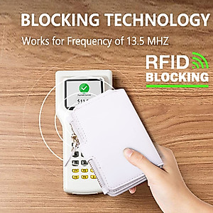 M-Plateau Off white Keychain Wallet, Wallet Women with Circle Coin Purse Keychain and Zipper Card Case,Trifold Leather wallet with ID Window Gift For Women (White)