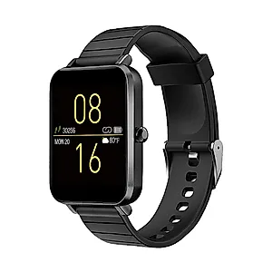 Tinwoo Smart Watch for Women Men, All-Day Activity Tracker Bluetooth Fitness Pedometer,Smart Watches for iOS, Android Phone, with Heart Rate Monitor (TPU Band Black)