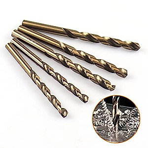 Cobalt Drill Bits, M35 HSS Metal Jobber Length Twist Drill Bit Set, Suitable for Drilling in Hard Metal, Stainless Steel, Cast Iron (1/4 in (10pcs))