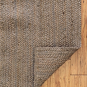 Agro Richer Handwoven Jute Area Rug, 4x6 ft. Natural Grey Yarn- Rustic Vintage Grey Braided Reversible Rectangular Rugs for Bedroom, Kitchen, Living Room, Farmhouse