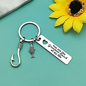 Father's Day Gift Fishing Keychain Gift for Dad Husband Boyfriend Grandpa Fisherman Anniversary Valentines Gifts Christmas Birthday Gifts for Men