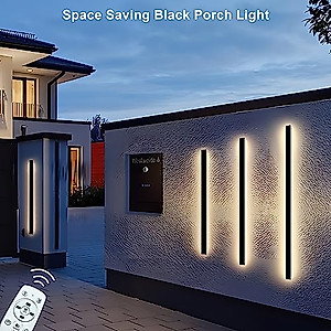 Levxhotty 2 Pcs 59 inch Modern Outdoor Wall Light,3000K-6000K Dimmable Outdoor Wall Sconce,Long Wall Llight with Remote Control,Exterior Linear Wall Lighting IP65 Waterproof for Garage House