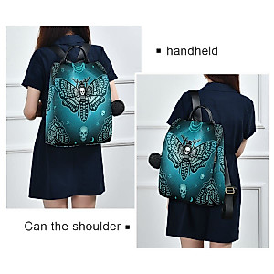 ZOEO Anti Theft Backpack Butterfly Skull Blue Boho Mandala Women Large Fashion Travel Shoulder Bag Purse Rucksack Lightweight