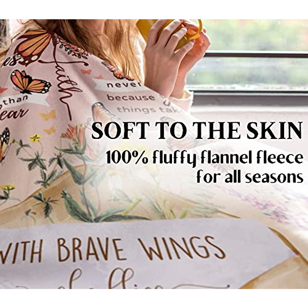 InnoBeta Butterfly Gifts for Women, Girls - Inspirational Butterfly Themed Gifts for Adult - Butterfly Blanket for Birthday, Christmas - Butterfly Faith - Flannel Fleece Plush Blanket - 50"x 65"