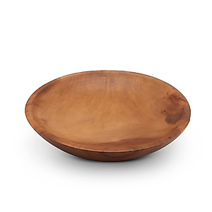 Arthur Court Acacia Wood Serving Bowl for Fruits or Salads Calabash Round Shape Style Tall 12 inch Diameter x 2.5 inch Tall Wooden Single Bowl