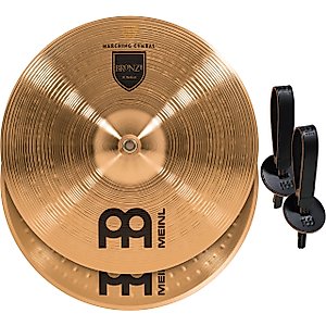 Meinl 16” Marching Cymbal Pair with Straps - Bronze Alloy Traditional Finish - Made In Germany, 2-YEAR WARRANTY (MA-BO-16M)