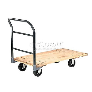 Global Industrial Platform Truck w/Hardwood Deck, 48 x 24, 2000 Lb. Capacity, 6" Rubber Casters