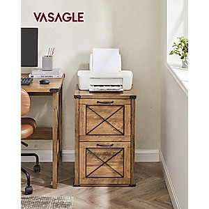 VASAGLE File Cabinet, Filing Cabinet with 2 Drawers, Printer Stand, Fit A4, Letter Size, Hanging File Folders, Modern Farmhouse Style, for Home Office, Study, Honey Brown UOFC048T41