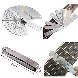 jiayouy Set of 14 Pieces Luthier Tools Set Guitar Neck Notched Straight Edge 9pcs Guitar Radius Gauge String Action Gauge Ruler Fret Rocker Fret Leveling Beam for Guitar and Bass Setup Tool