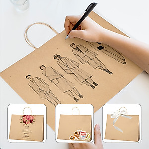 METRONIC Gift Bags with Handles, Recyclable Brown Paper Bags 16x6x12 Inch 50 Pack, Kraft Shopping Bags for Business Grocery (Bulk)